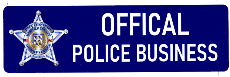 Official Police Business Metal Vehicle Placard 10" x 4.5"